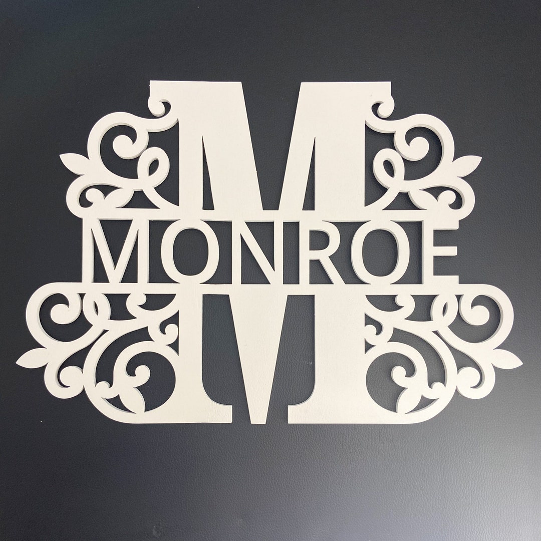 Monogram Name Sign, Nursery Name Sign, Elegant Name Sign, Split ...