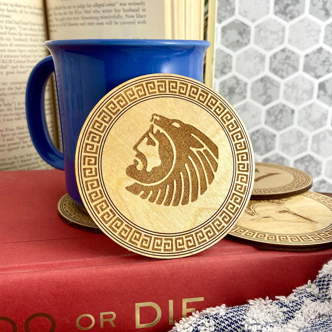 Greek Coaster, Hercules, Corinthian, Flag, Poseidon Trident - Etsy