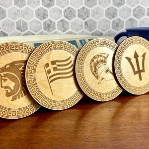 Greek Coaster, Hercules, Corinthian, Flag, Poseidon Trident - Etsy