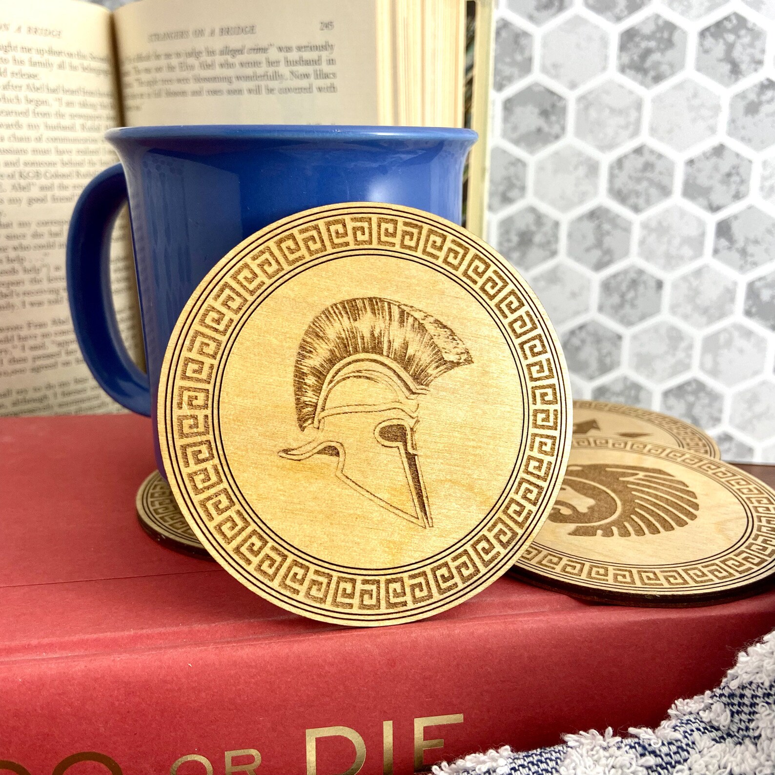 Greek Coaster, Hercules, Corinthian, Flag, Poseidon Trident - Etsy