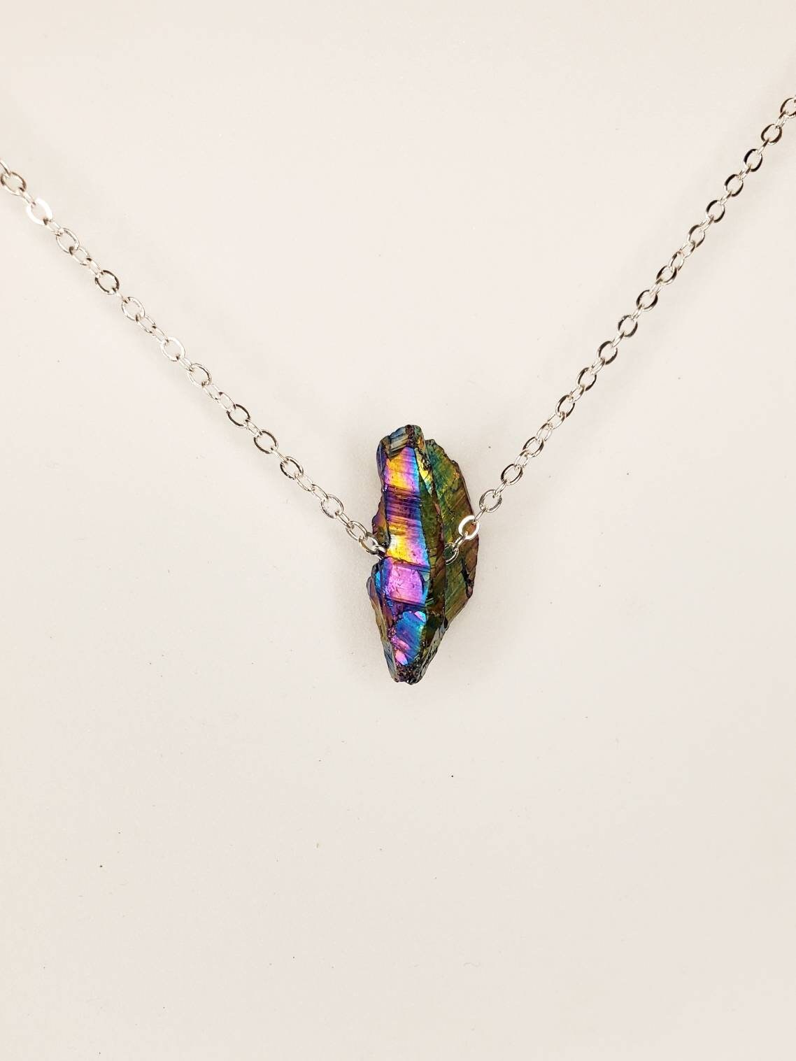 Rainbow Hematite Raw Mineral on an 18-inch Sterling Silver - Etsy UK