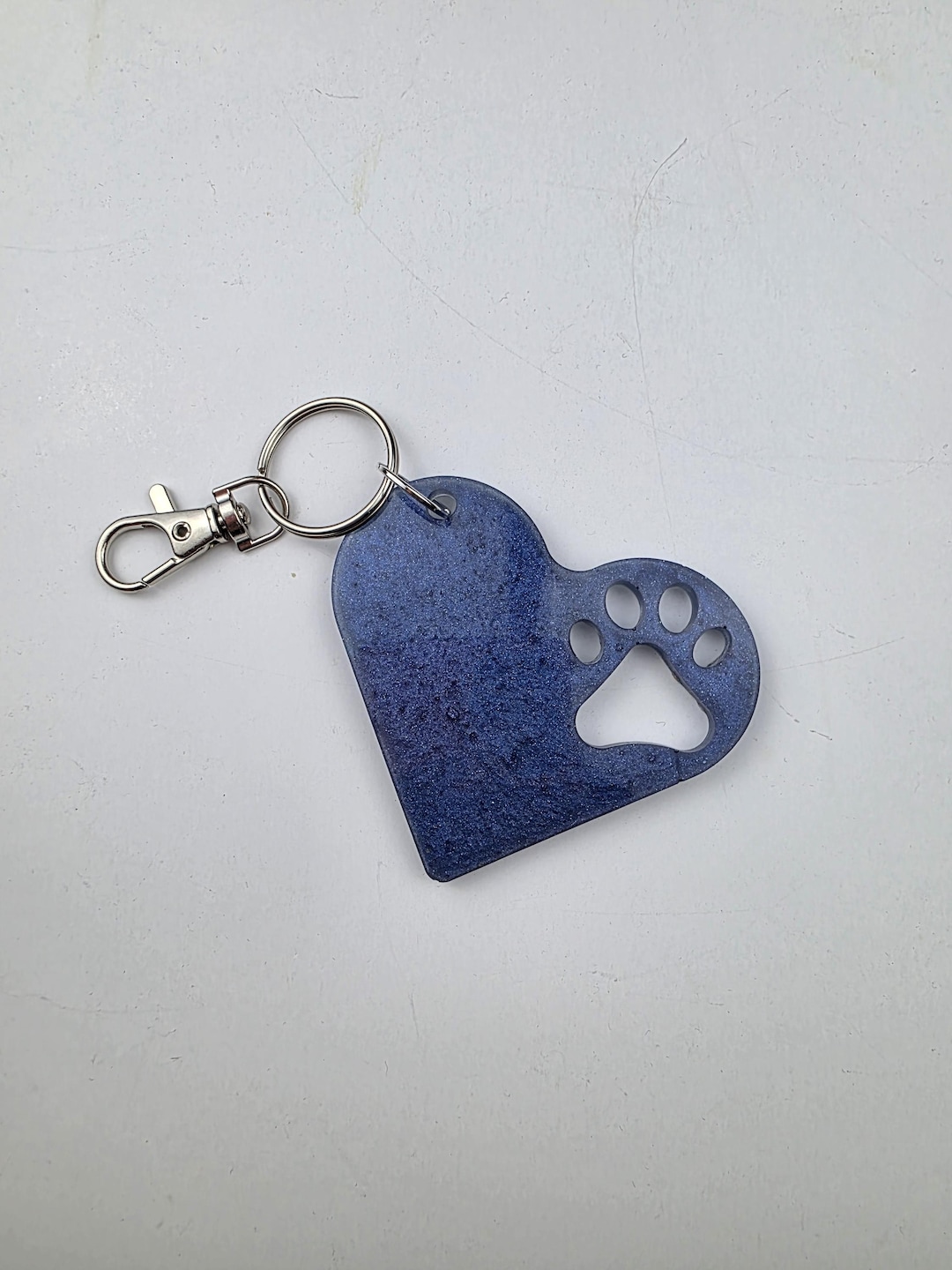 Blue Heart Paw Print Keychain/backpack Charm - Etsy