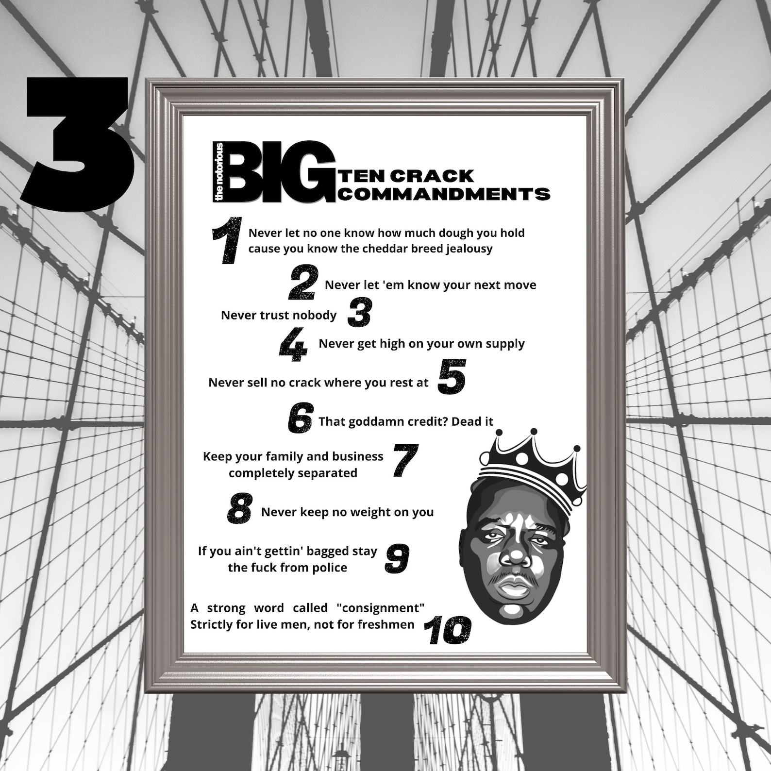 Biggie Smalls Notorious B.I.G. 10 Crack Commandments Poster & | Etsy