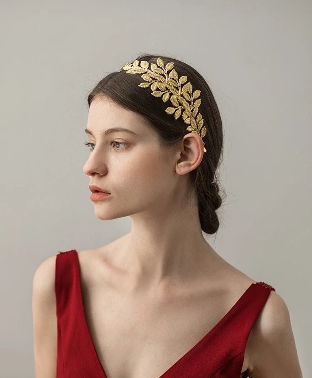 Greek Goddess Hair Vine Tiara Bridal Olive Crown Headband Gold Leaf ...
