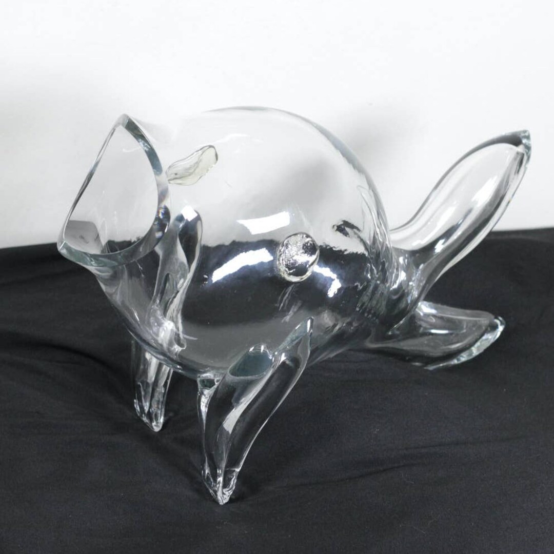 BLENKO Clear Crystal Art Glass Figural Fish Bowl Vase 11in - Etsy