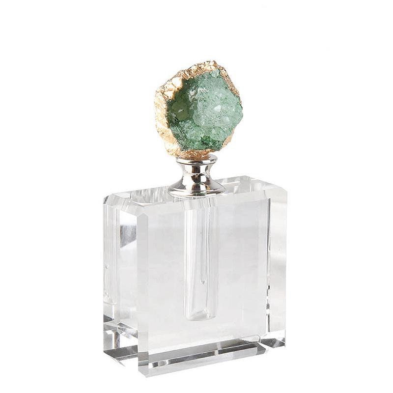 Crystal and Green and Gold agate stone Perfume Decor Bottle, Decor ...