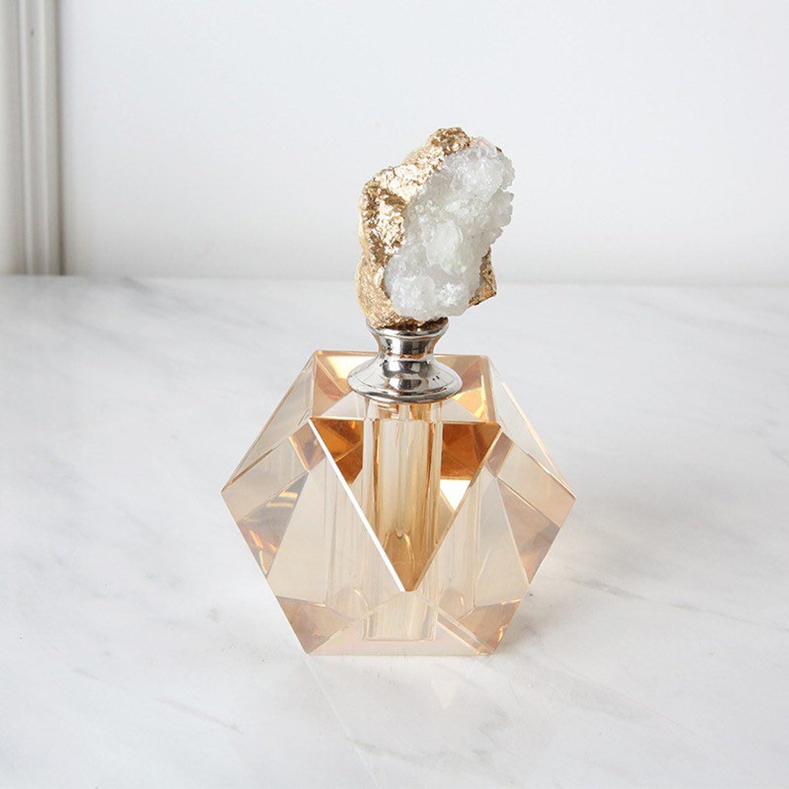 Amber Crystal and Agate Stone Perfume Decor Bottle, Perfume Bottle ...