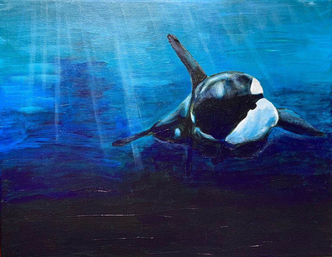 Orca Painting Acrylic on Canvas Original Painting Varnished | Etsy