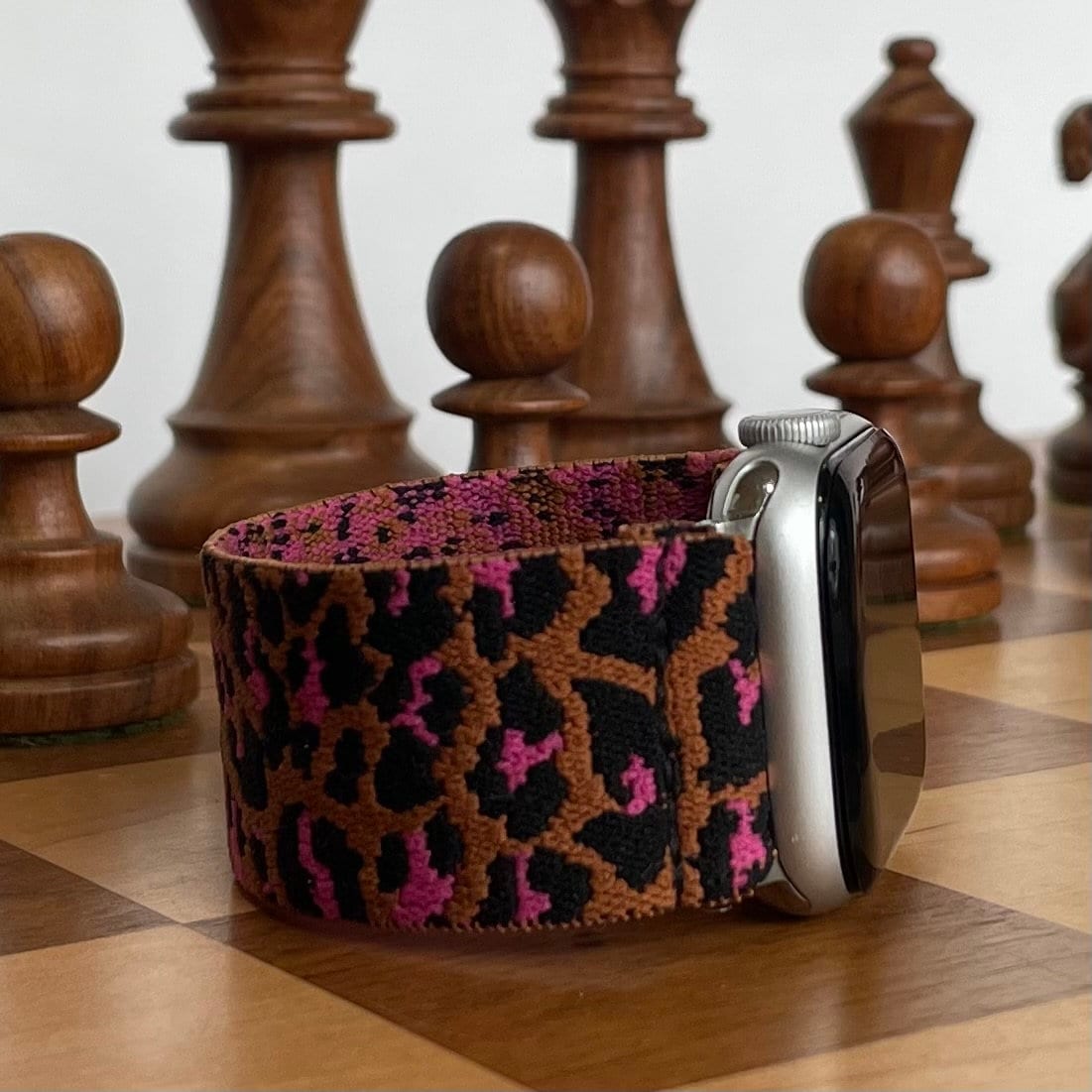 Hot Pink Leopard Elastic Watch Band for Amazfit, Apple, Fitbit, Fossil ...