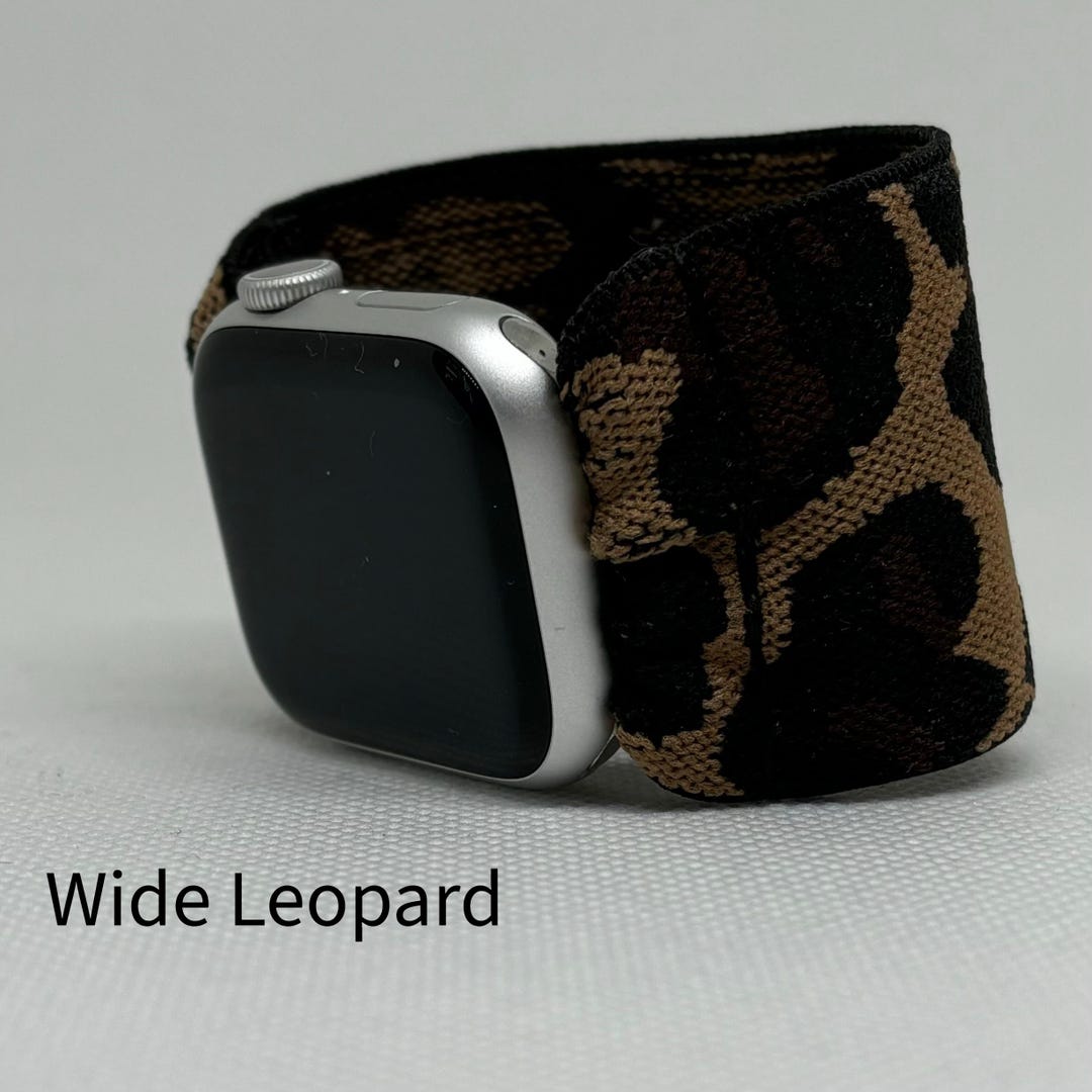 Extra Wide Leopard Elastic Watch Band for Amazfit, Apple, Fitbit ...