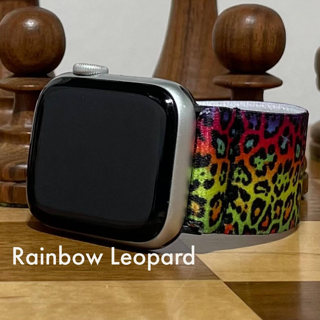 Rainbow Leopard Elastic Watch Band for Amazfit, Apple, Fitbit, Fossil ...