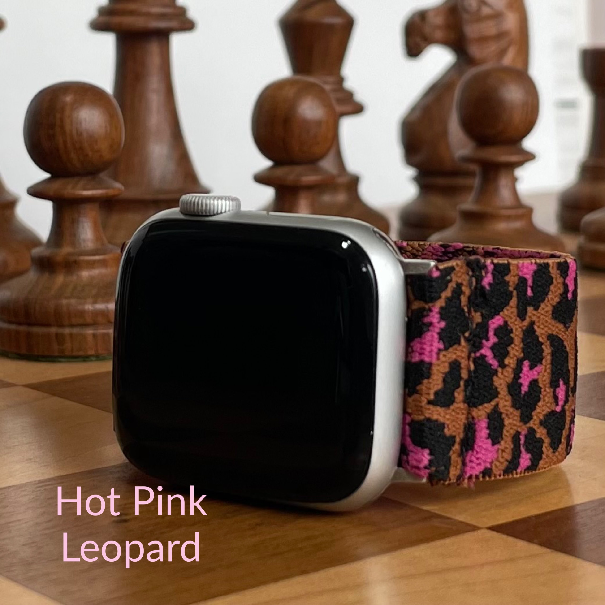 Hot Pink Leopard Elastic Watch Band for Amazfit, Apple, Fitbit, Fossil ...