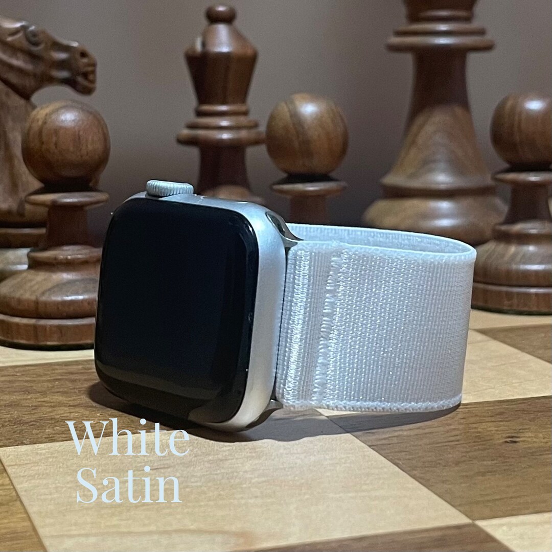 Custom Fit White Satin Elastic Watch Band for All Smart Watches ...