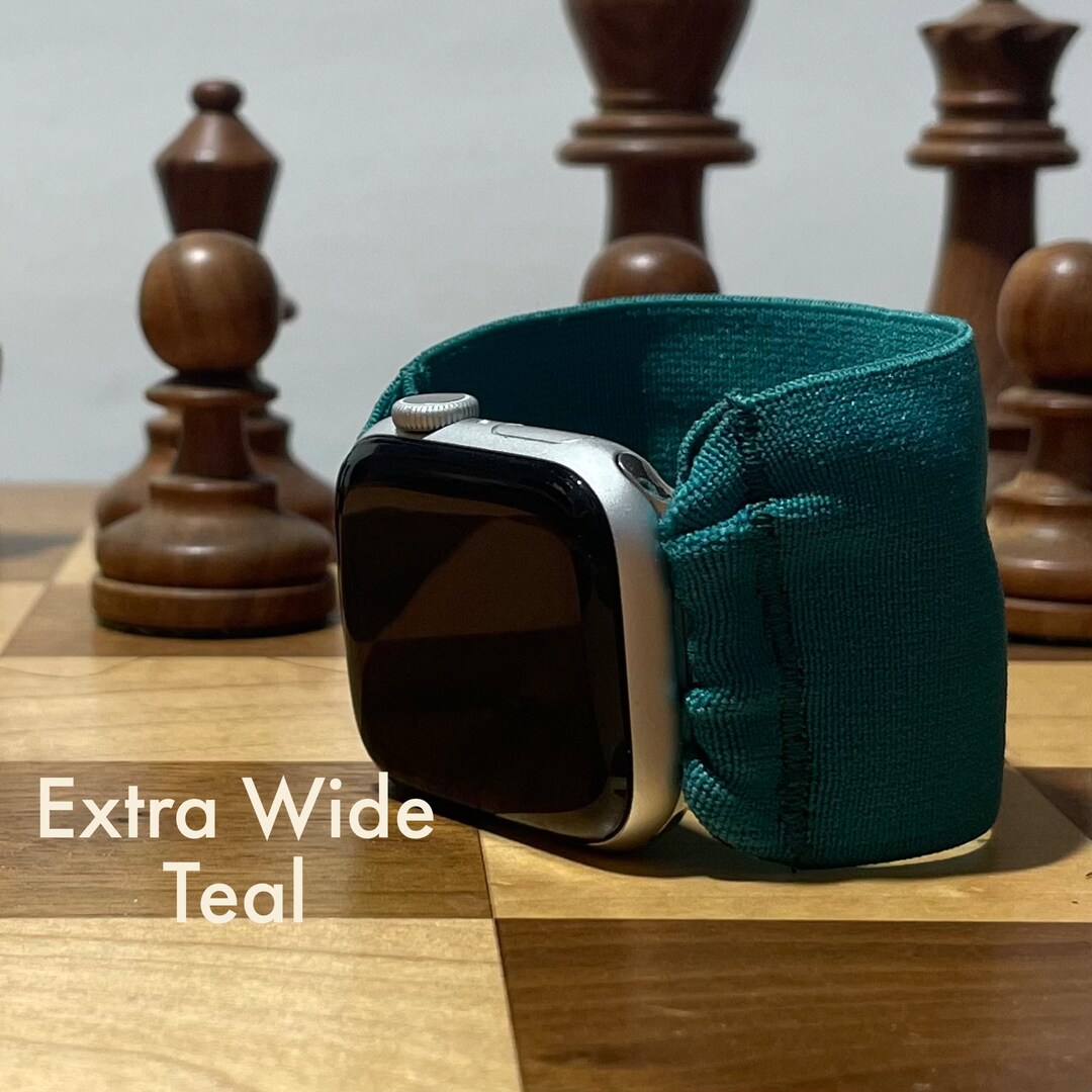 Teal Extra Wide Elastic Watch Band for Amazfit, Apple, Fitbit, Fossil ...