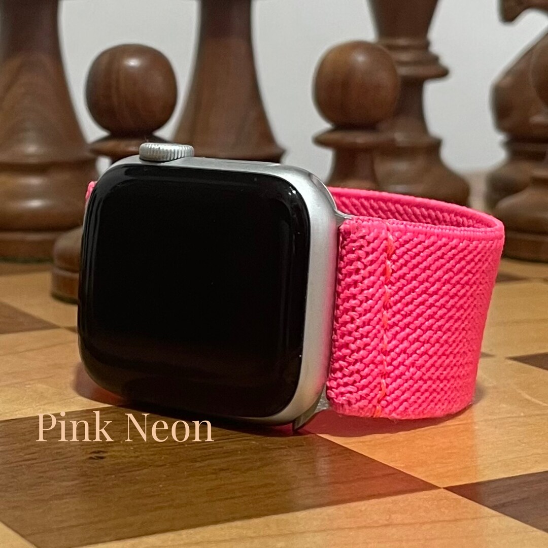 Custom Fit Neon Pink Elastic Watch Band for All Smart Watches | Choose ...