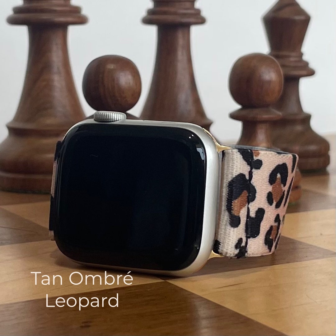 Tan Ombré Leopard Elastic Watch Band for Amazfit, Apple, Fitbit, Gabb ...