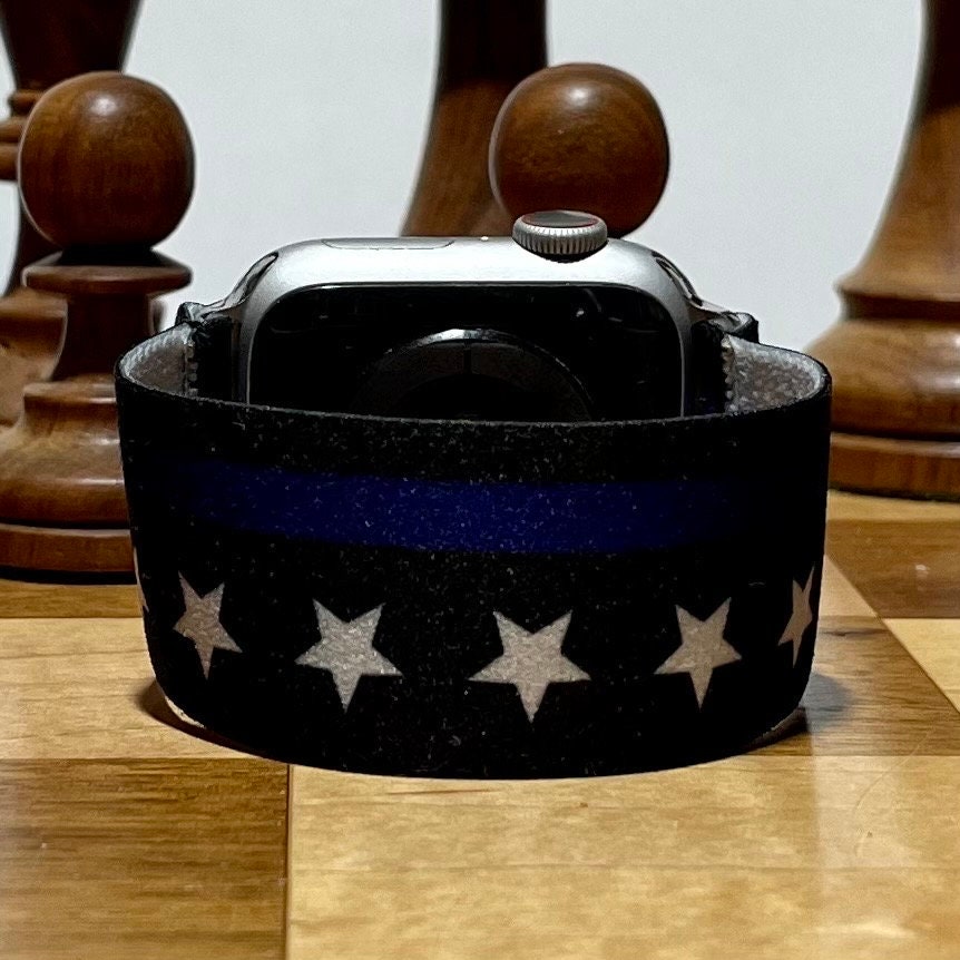 Custom Fit Police Thin Blue Line Elastic Watch Band for Any Smartwatch ...