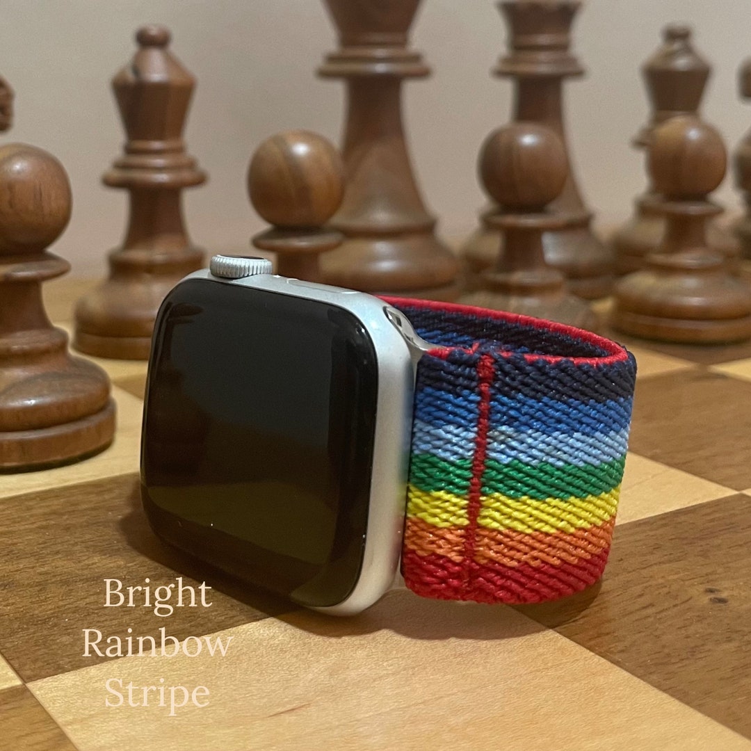 Custom Fit Rainbow Stripe Elastic Watch Band for All Smart Watches ...