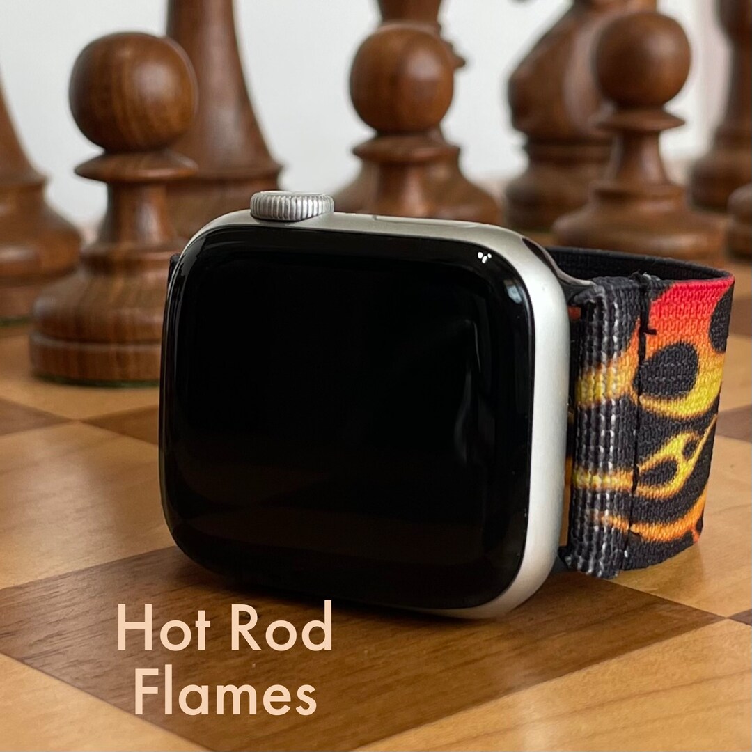 Custom Fit Hot Rod Flame Elastic Watch Band for Apple Watches Series 1 ...