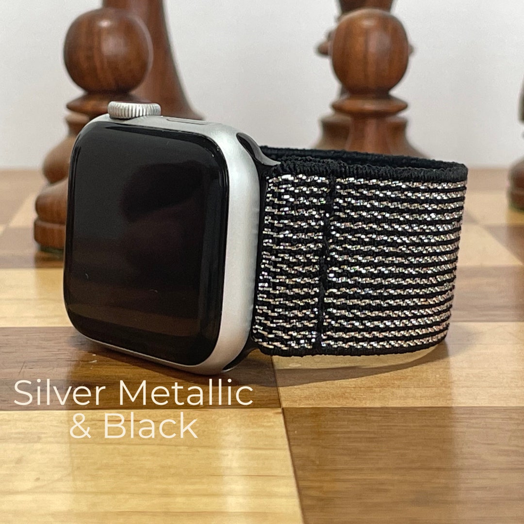 Silver Metallic Elastic Watch Band for Any Smartwatch Model Choose Your ...