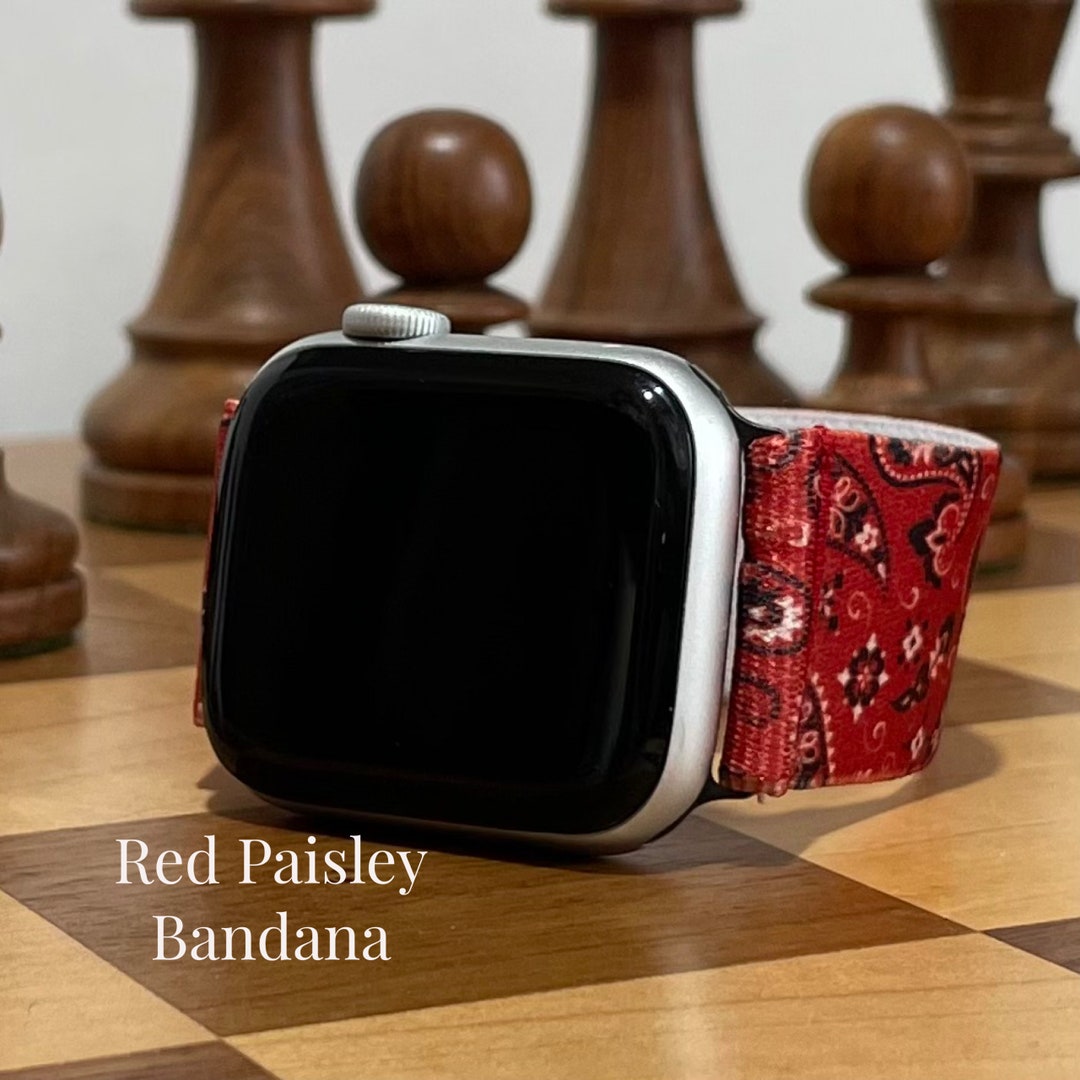 Red Paisley Bandana Elastic Watch Band for Amazfit, Apple, Fitbit ...