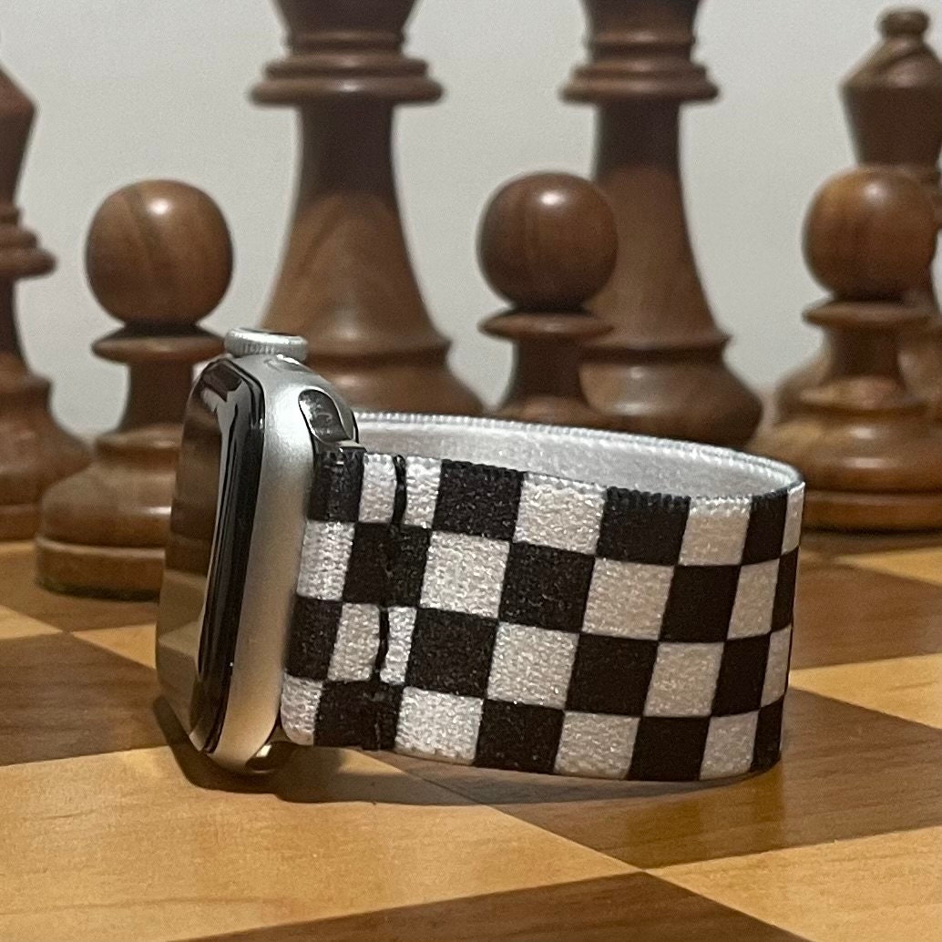 Custom Fit Black and White Checkered Elastic Watch Band for - Etsy