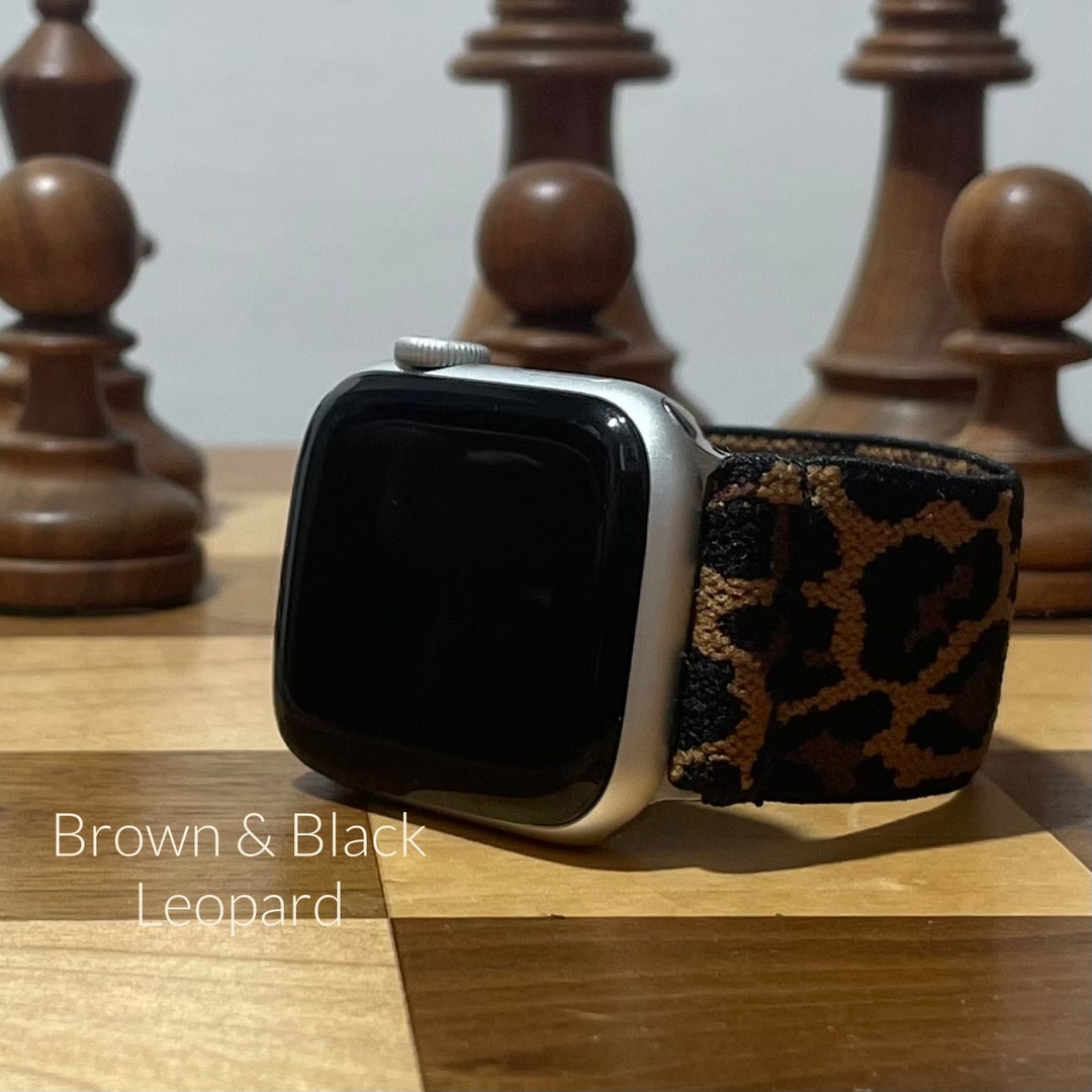 Brown & Black Leopard Elastic Watch Band for Amazfit, Apple, Fitbit ...