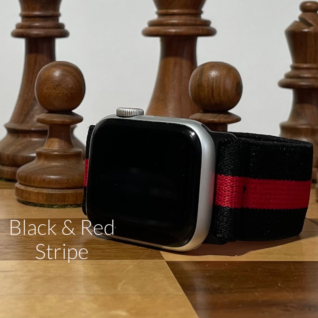 Custom Fit Black & Red Elastic Watch Band for Any Smartwatch Model ...