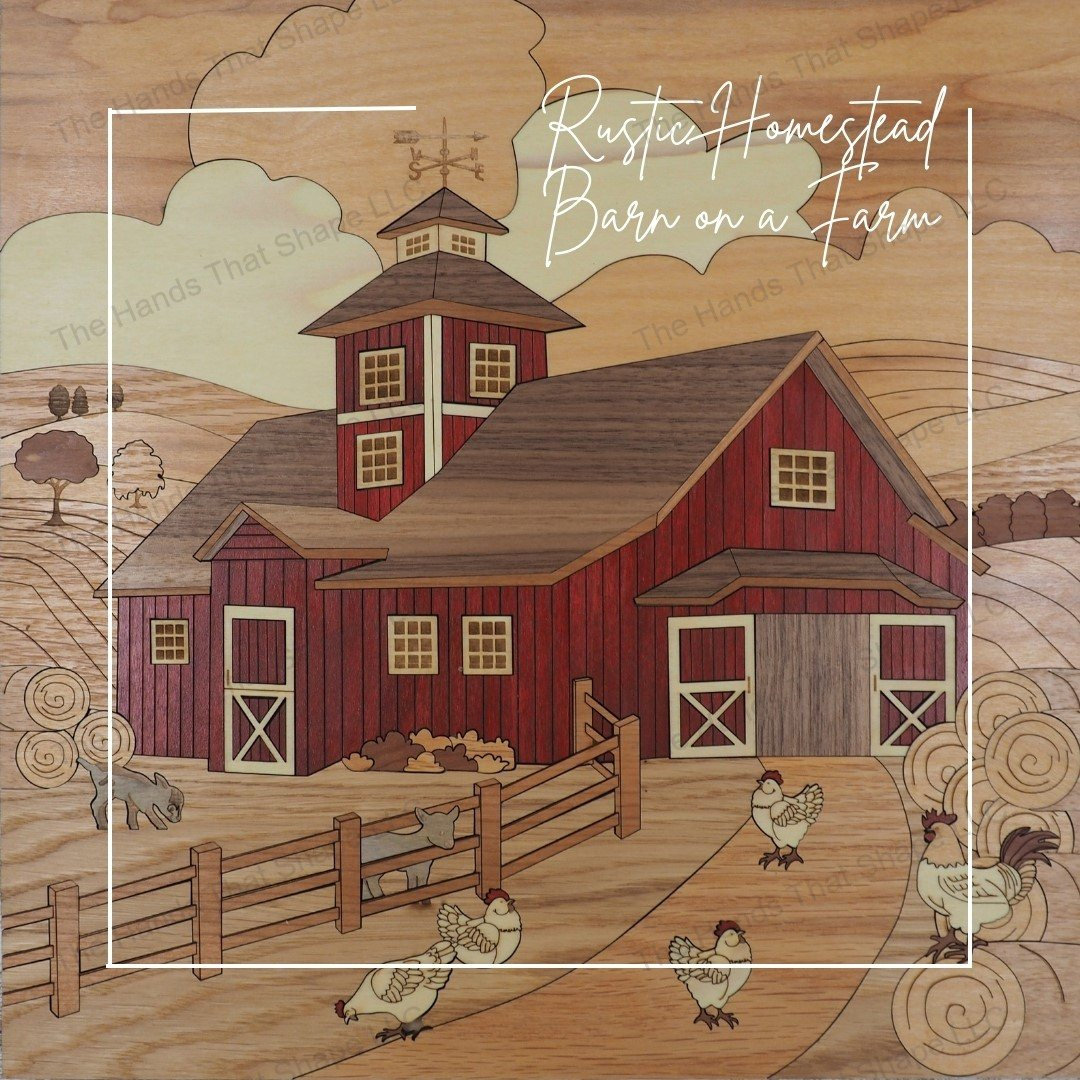 Farm Scene SVG, Barn With Animal SVG, Wood Inlay Art, Laser Cut Pattern ...