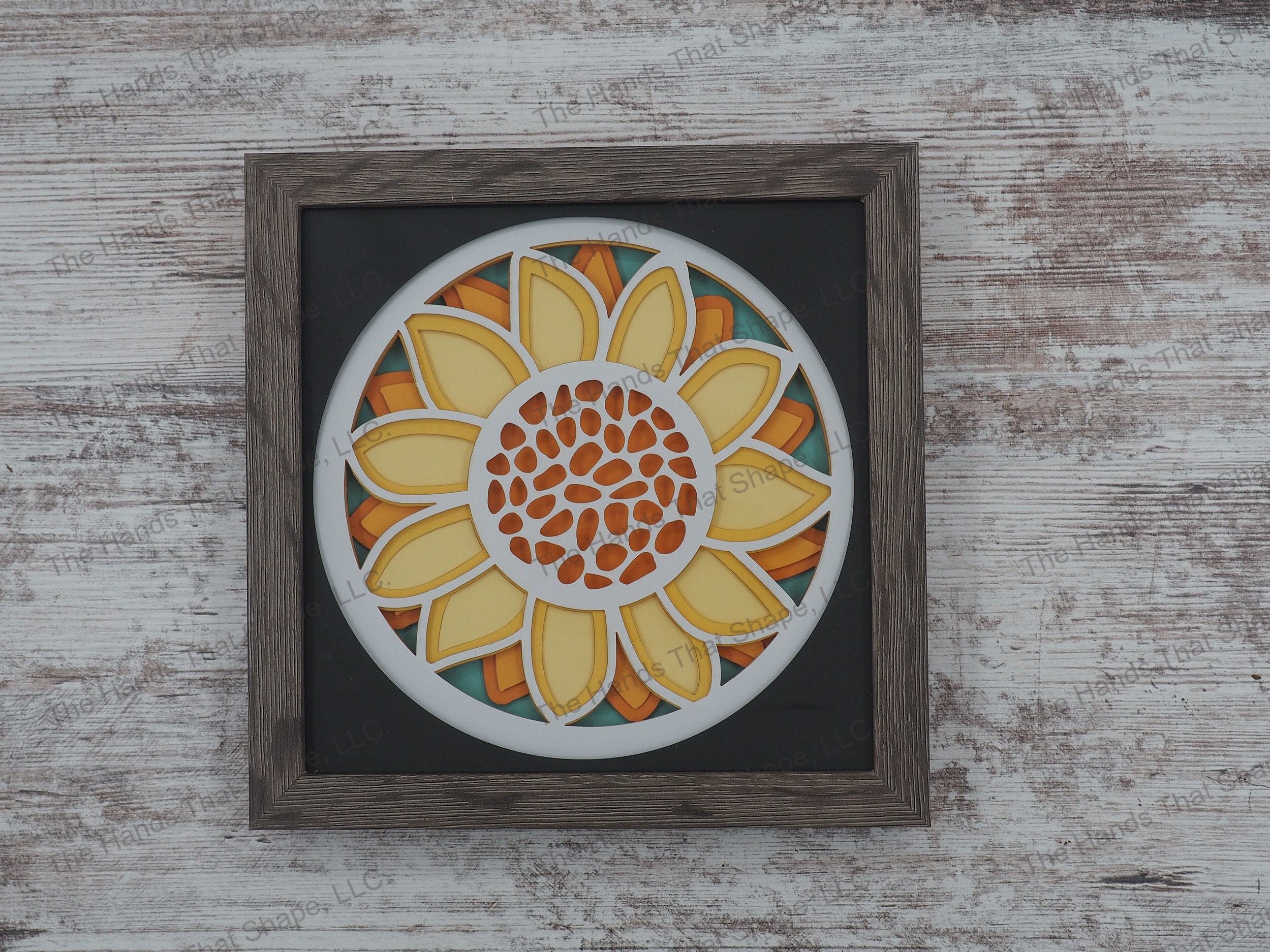 Sunflower Shadow Box, Layered Paper, Flower Head Wall Art, Made in ...