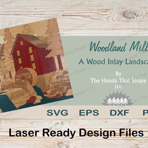 Grist Mill, Water Mill SVG, Wood Inlay Art, Laser Ready Files, Laser ...