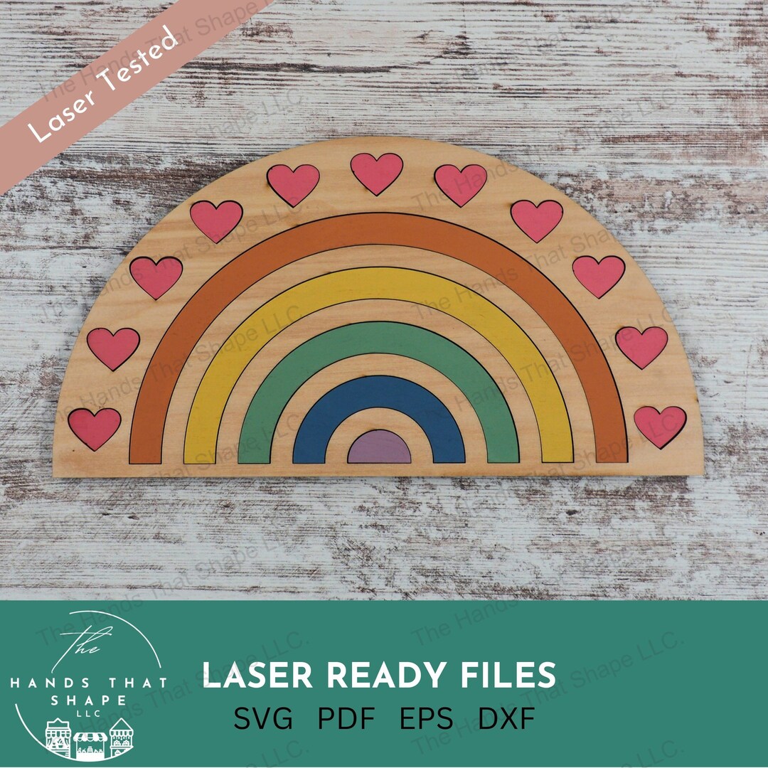 Rainbow Heart SVG, Wood Inlay Art, Laser Ready Files, Paint Party SVG ...