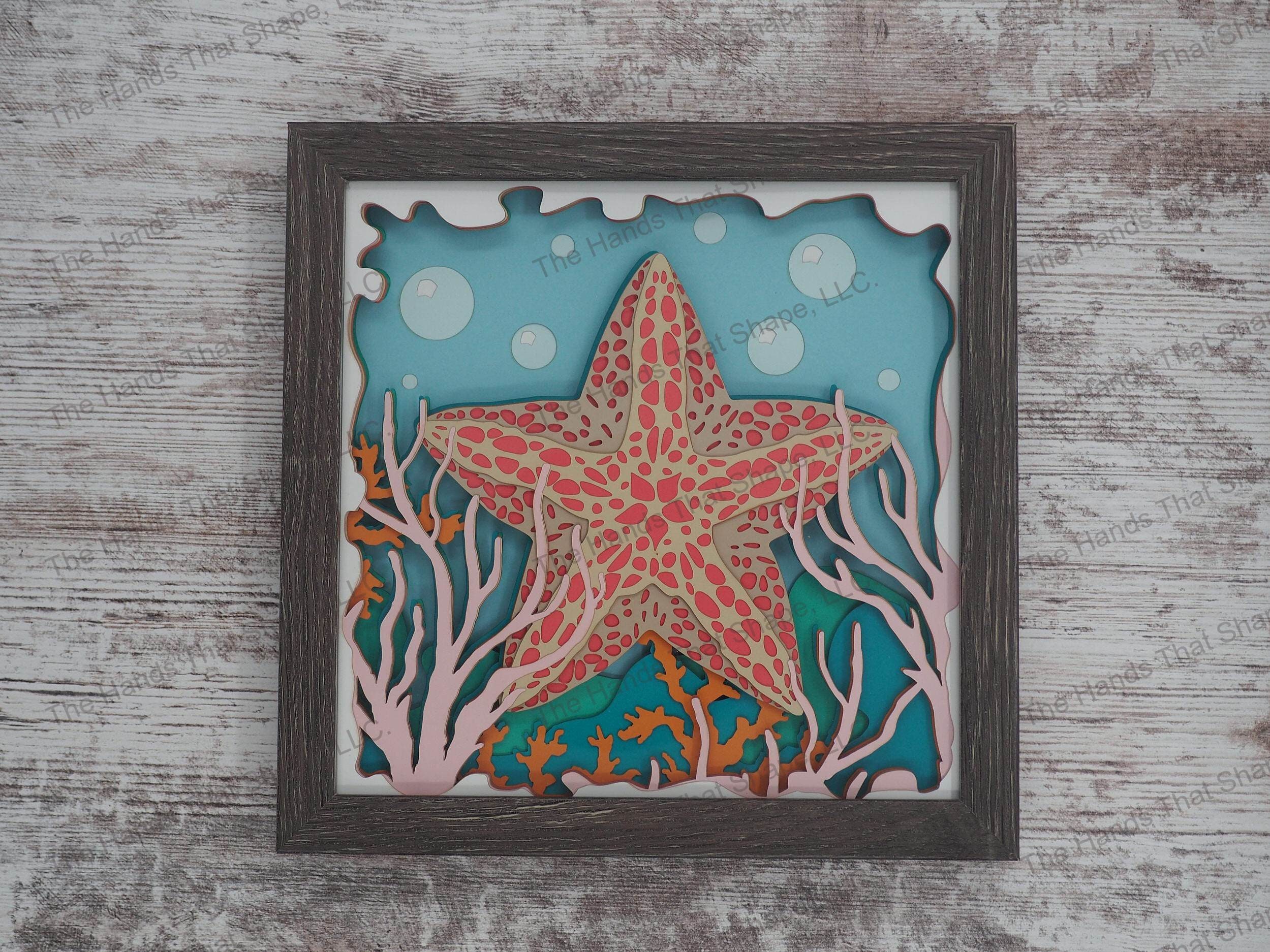3D Starfish, Layered Paper, Shadow Box Art, Made in America, Sea Life ...
