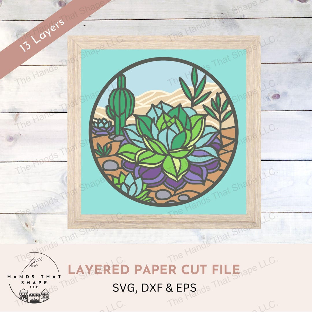 Succulent Flowers, 3D Layered SVG File, Multilayer Cardstock, Succulent ...