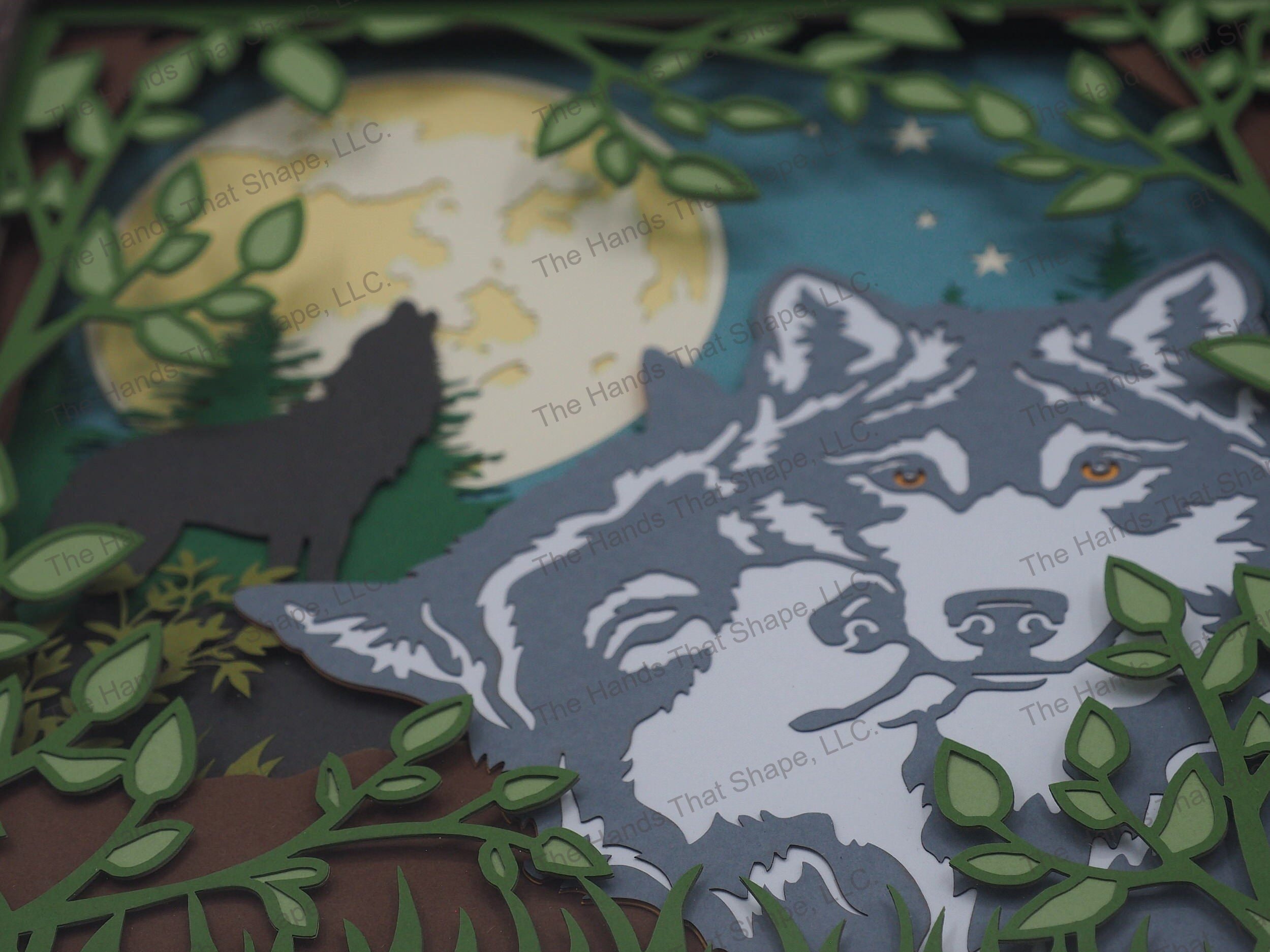 Wolf Shadow Box, Howling Wolf, Layered Paper, Nature Landscape Art ...