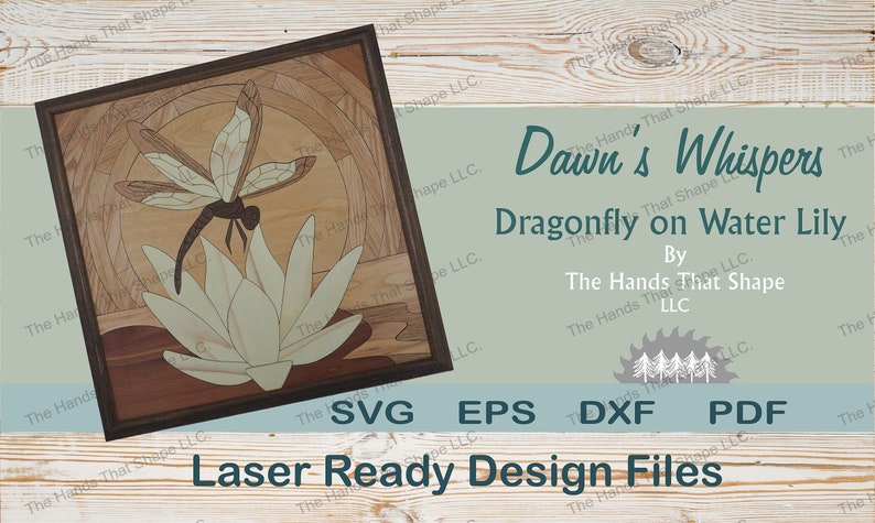 Wooden Dragonfly, Waterlily SVG, Wood Inlay Art, Laser Ready Files, DIY ...