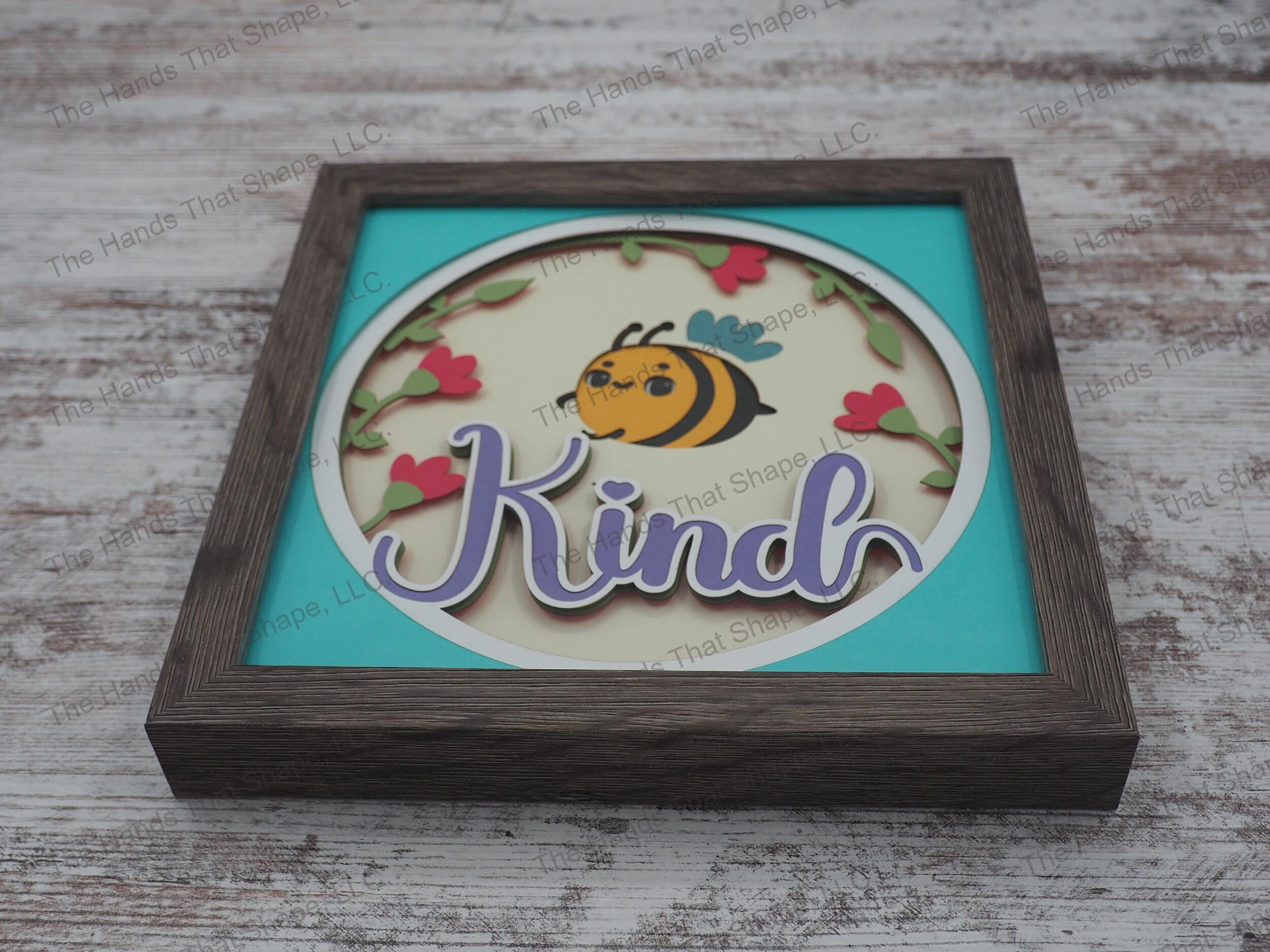 Bee Shadow Box, Bee Kind, Layered Paper, Framed Paper Art, Made in ...