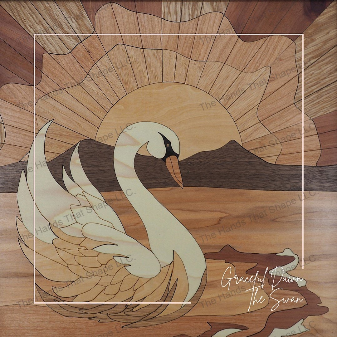 Sunrise Wood Art, Swan SVG, Wood Inlay Art, Laser Ready Files, DIY Home ...