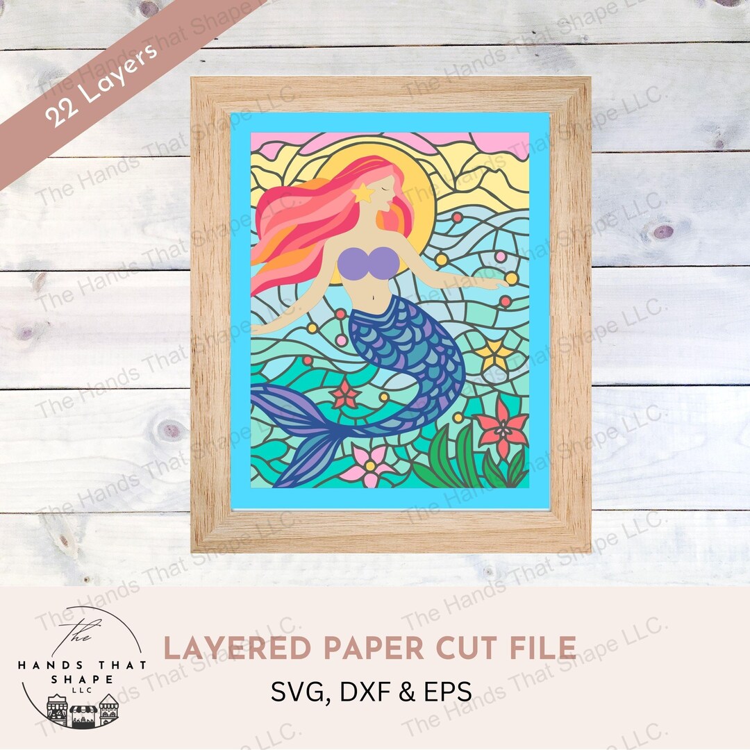 Mermaid SVG File, 3D Layered SVG File, Multilayer Cardstock, Underwater ...