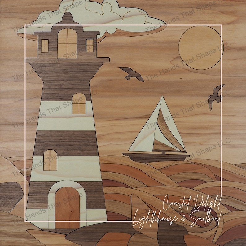 Wooden Lighthouse Sailboat Svg Wood Inlay Art Laser Ready - Etsy
