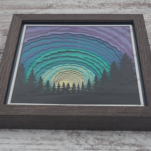 Northern Lights Art, Forest Shadow Box, Layered Paper Art, Pine Tree ...