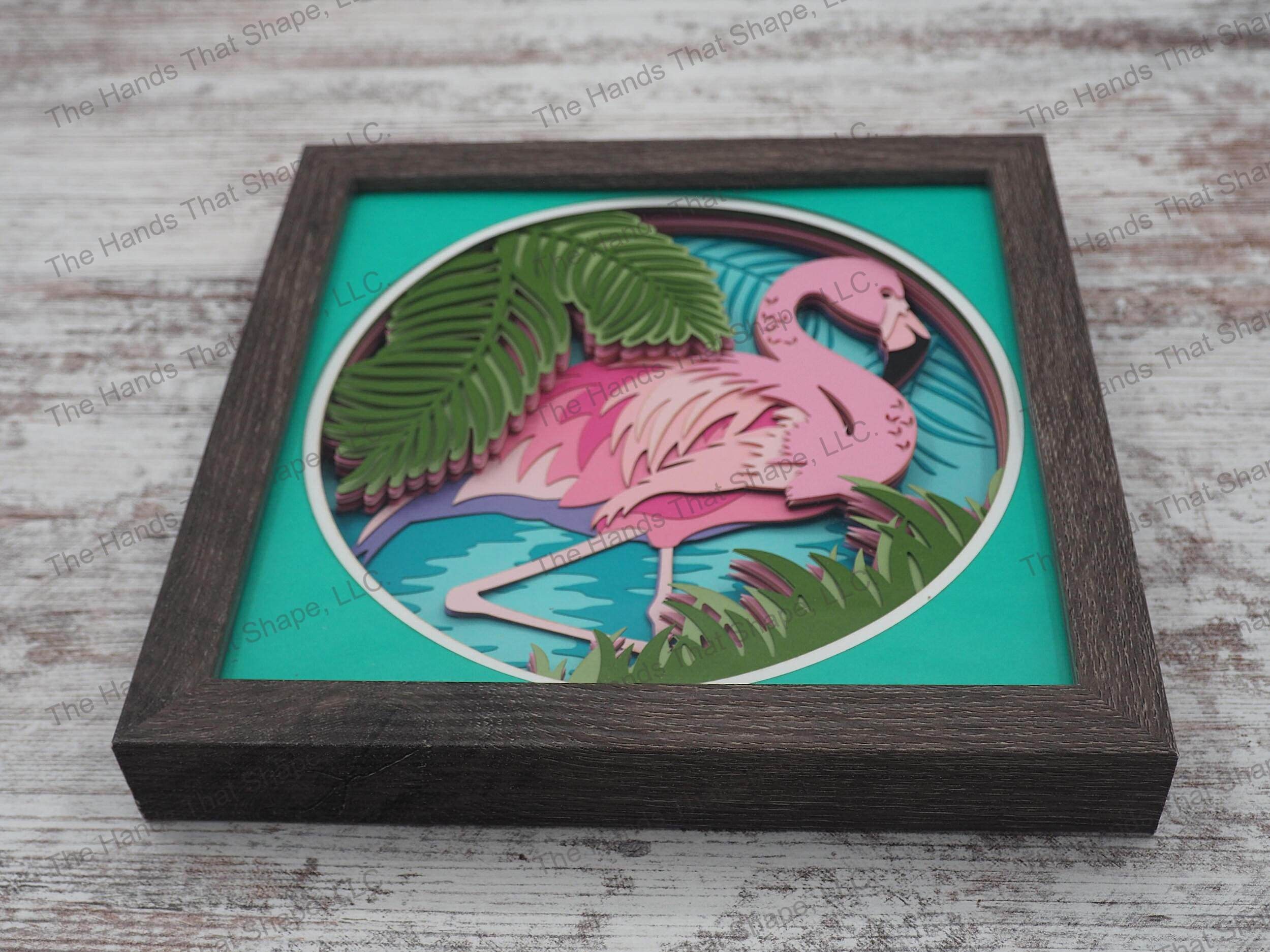 Flamingo Shadow Box, Layered Paper, Framed Paper Art, Made in America ...