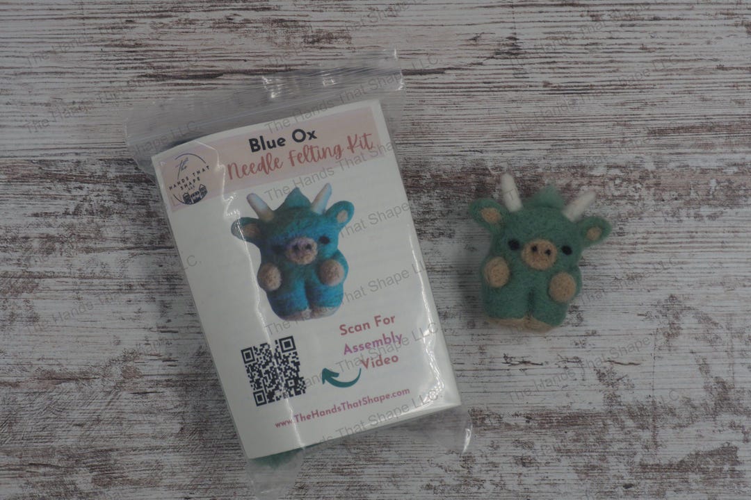 Ox Figurine Craft, Needle Felting Kit, Wool Roving Kit, Beginner ...