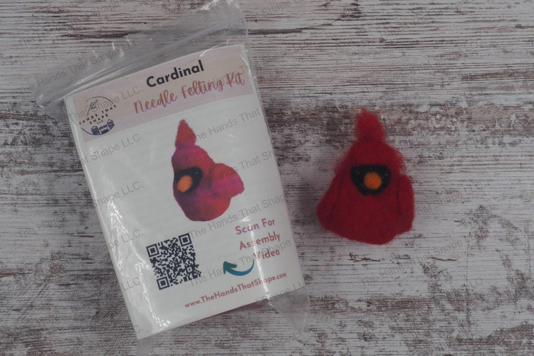 3D Cardinal, Needle Felting Kit, Wool Roving Kit, Cardinal Decoration ...