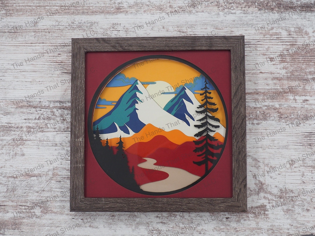 Mountain Shadow Box, Mountain Stream, Layered Paper, Nature Landscape ...