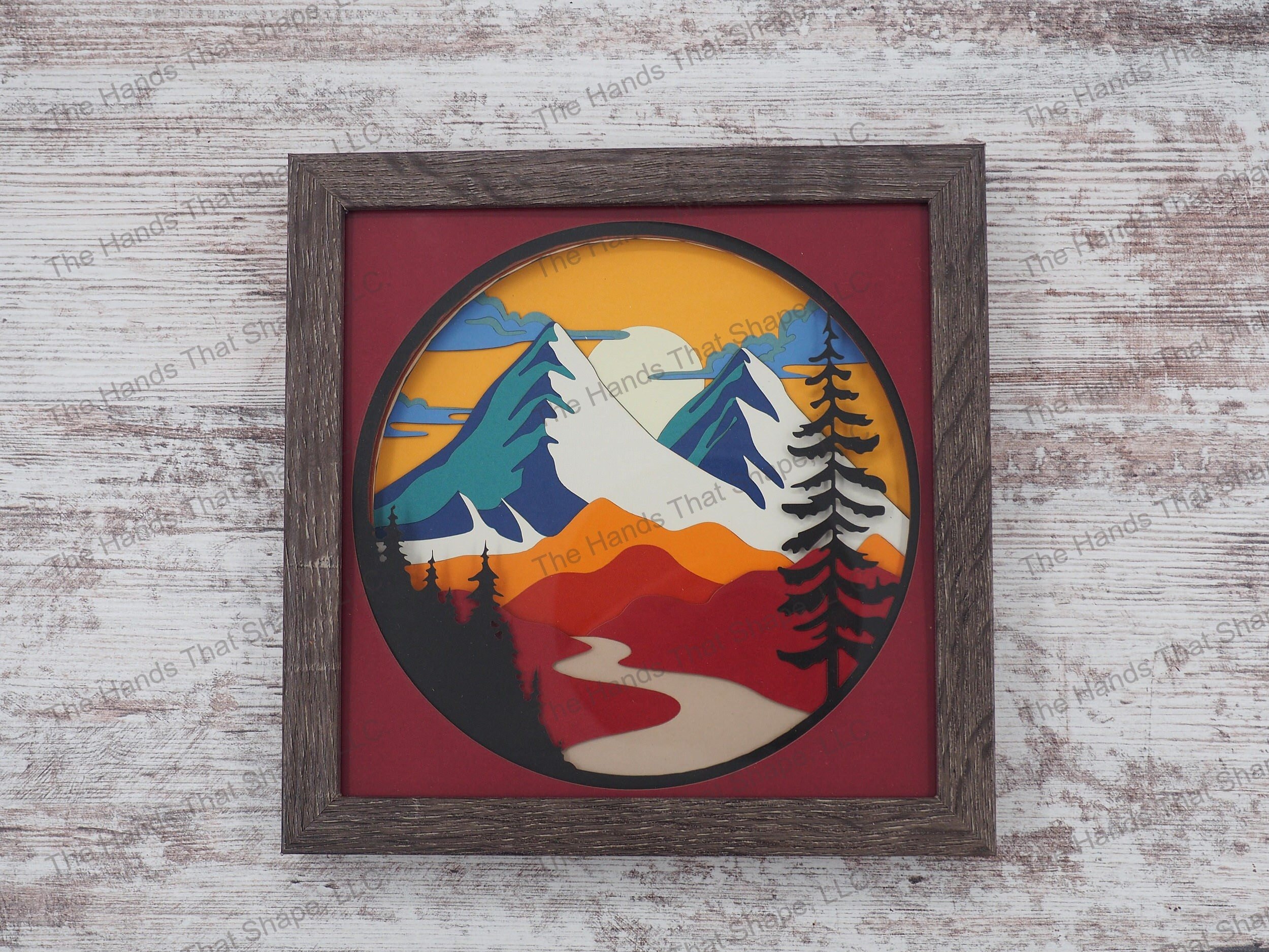 Mountain Shadow Box, Mountain Stream, Layered Paper, Nature Landscape ...