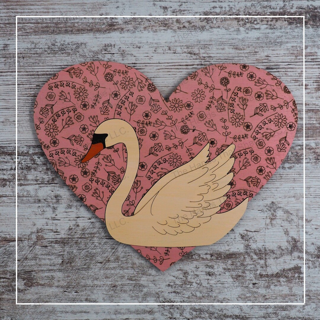 Swan SVG File, Heart Wood Sign, Wood Inlay Sign, Laser Ready Files ...