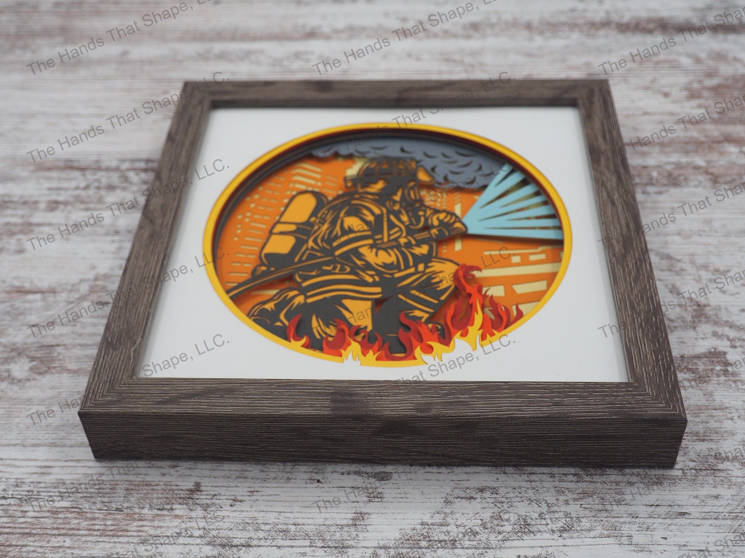 Fireman Shadow Box, Cut Paper Art, Layered Paper, Framed Paper Art ...