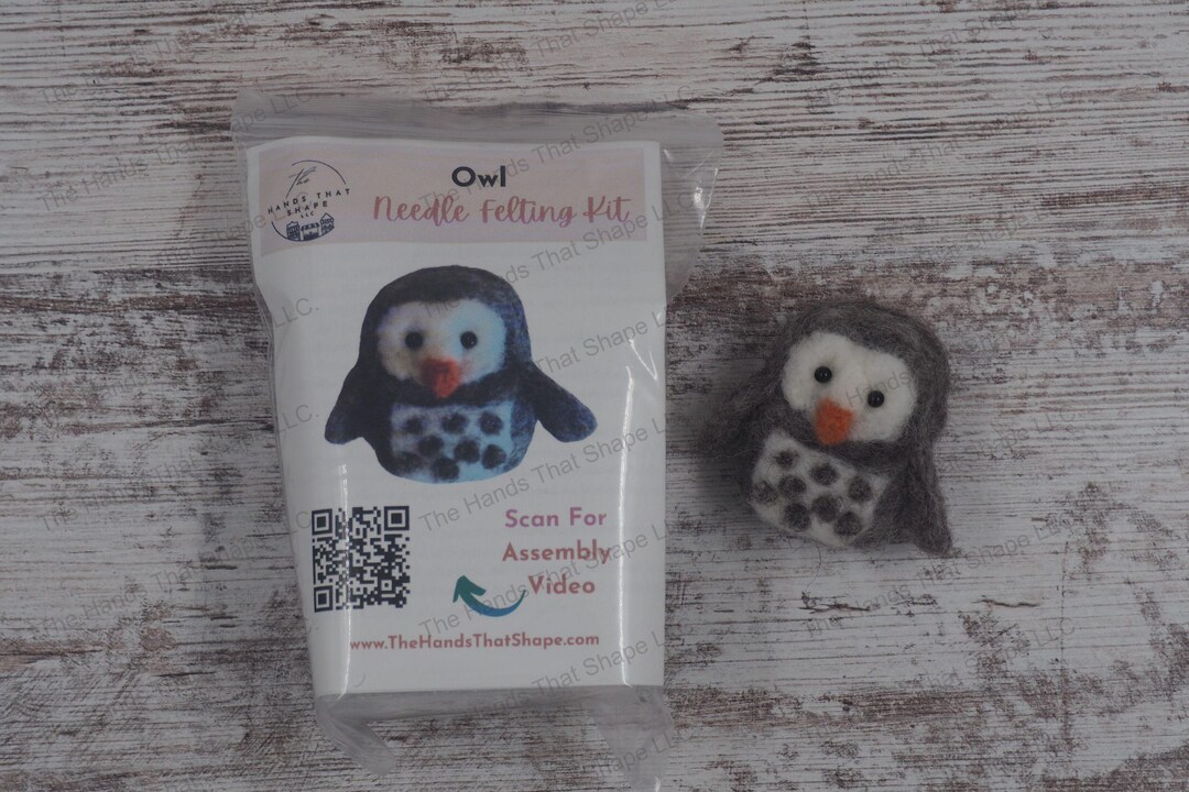 Owl Figurine Craft, Needle Felting Kit, Wool Roving Kit, Owl Craft Kit ...