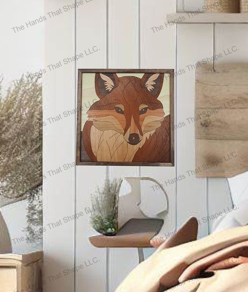 Woodland Fox, Wood Inlay Art, Laser Ready Files, DIY Home Decor, Cute ...